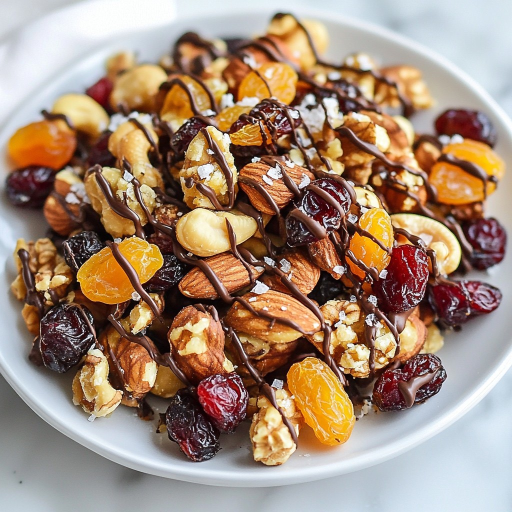 Chocolate Drizzled Trail Mix Clusters Irresistible Snack - Recipe Website